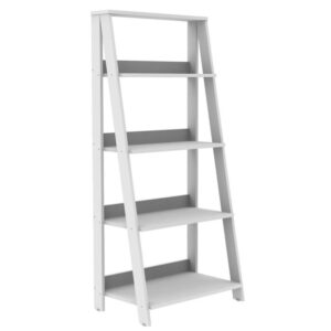 pemberly row 4-shelf wood ladder bookcase in white