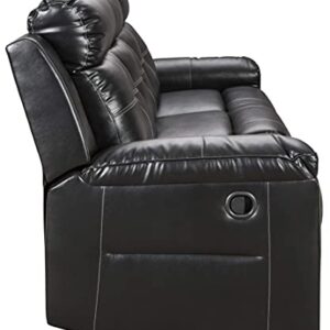 Signature Design by Ashley Kempten Faux Leather Manual Reclining Sofa with High Back and Blue LED Lighting, Black