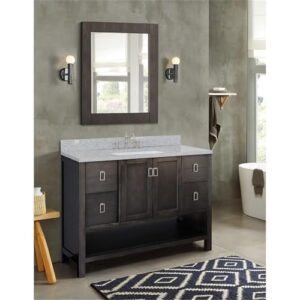 Bellaterra Home Monterey 49" Rectangle Sink Solid Wood Vanity in Brown/Gray Granite Stone