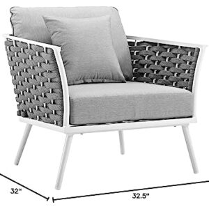 Modway Stance Outdoor Patio Woven Rope Arm Chair in White Gray