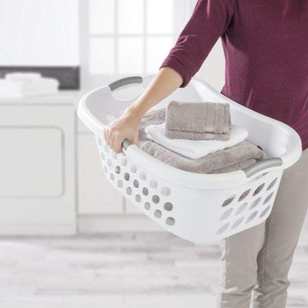 STERILITE 1.25 Bushel Hip Laundry Basket, White (Available in Case of 4 or Single Unit)