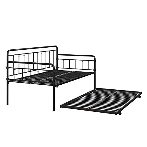 DHP Winston Metal Daybed and Roll Out Trundle, Sturdy Metal Frame, Multifunctional Piece, Black - Twin