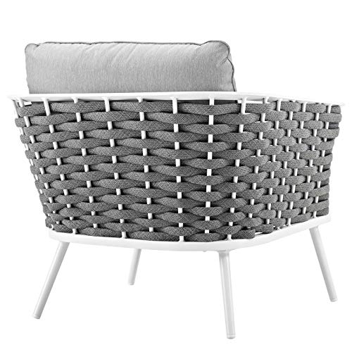 Modway Stance Outdoor Patio Woven Rope Arm Chair in White Gray