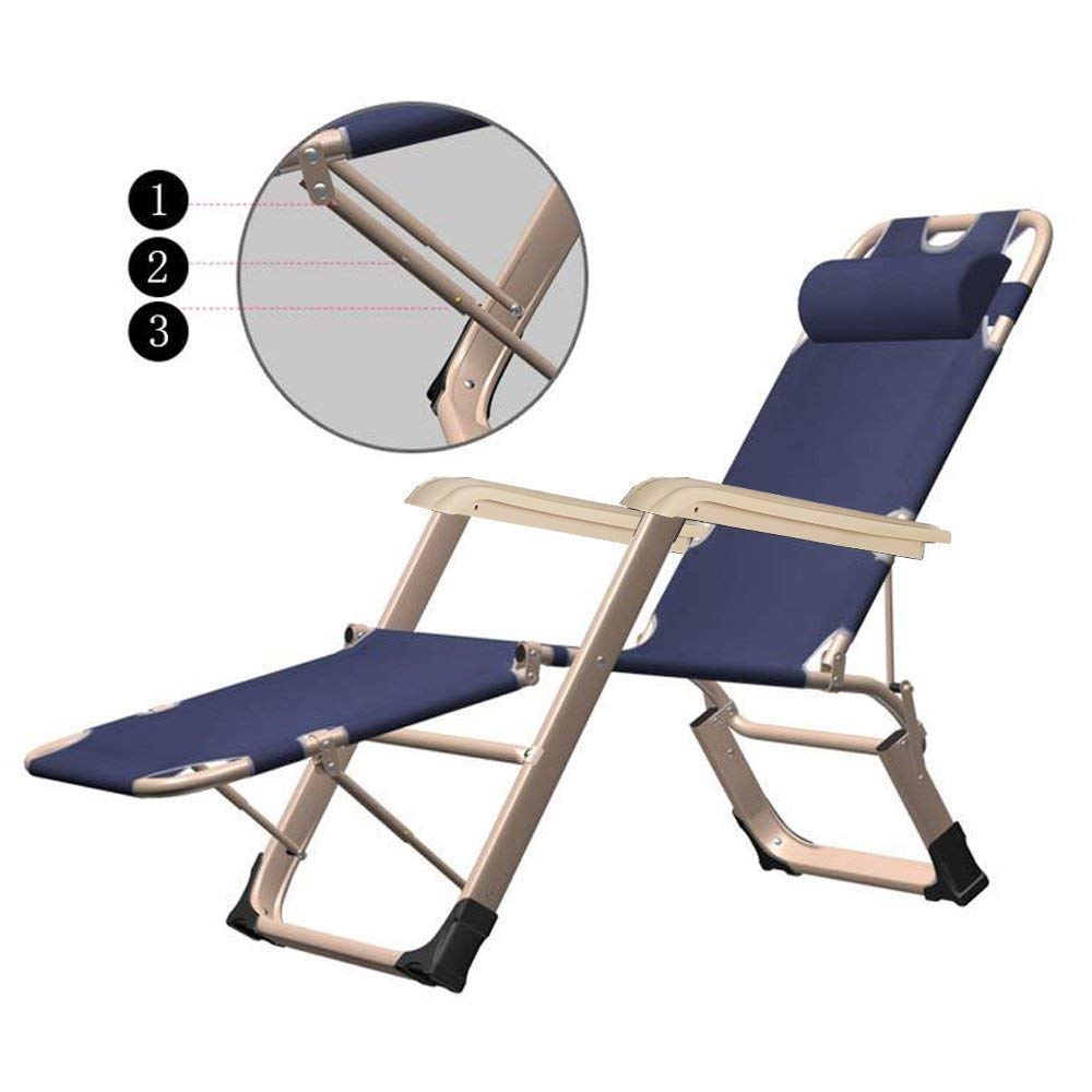 Livebest Folding Lounge Chair Set of 2 Patio Chaise Lounge Chairs, Lay Flat Sun Lounger for Outdoor Patio Lawn Beach Pool Deck Sunbathing, Camping,Supports 300lbs,Dark Blue（2 Pack）