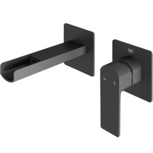 vigo atticus 5.125 inch h single handle bathroom faucet in matte black - wall mount faucet - rough-in valve included vg05005mb