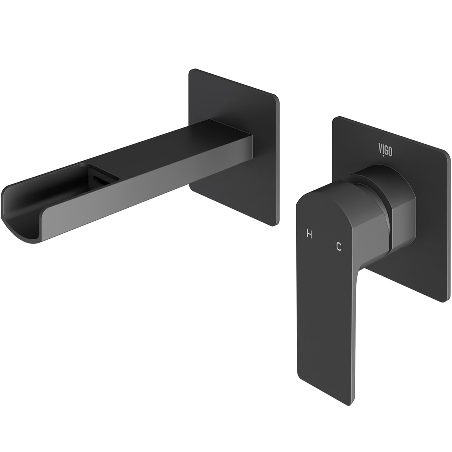 VIGO Atticus 5.125 inch H Single Handle Bathroom Faucet in Matte Black - Wall Mount Faucet - Rough-in Valve Included VG05005MB