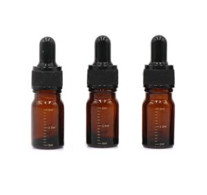 3 pcs 5ml 0.17oz empty refillable amber glass graduated dropper bottle essential oil cosmetics elite fluid container jar pot holder with glass pipette dropper