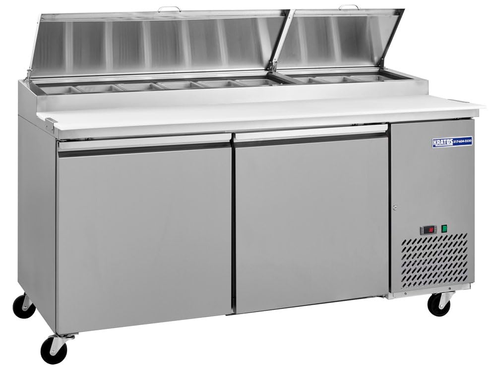 Kratos Refrigeration 69K-763 Commercial 71" W Pizza Prep Table, 9 Pan Capacity