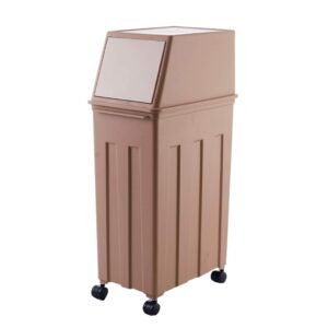 trash can plastic press top trash bin 30 liter, large with wheels, square garbage can for kitchen living room office outdoor (color : dark brown)