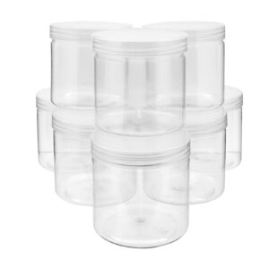 juvale slime containers with lids - 8 pack clear plastic jars for kids diy crafts (12 oz)