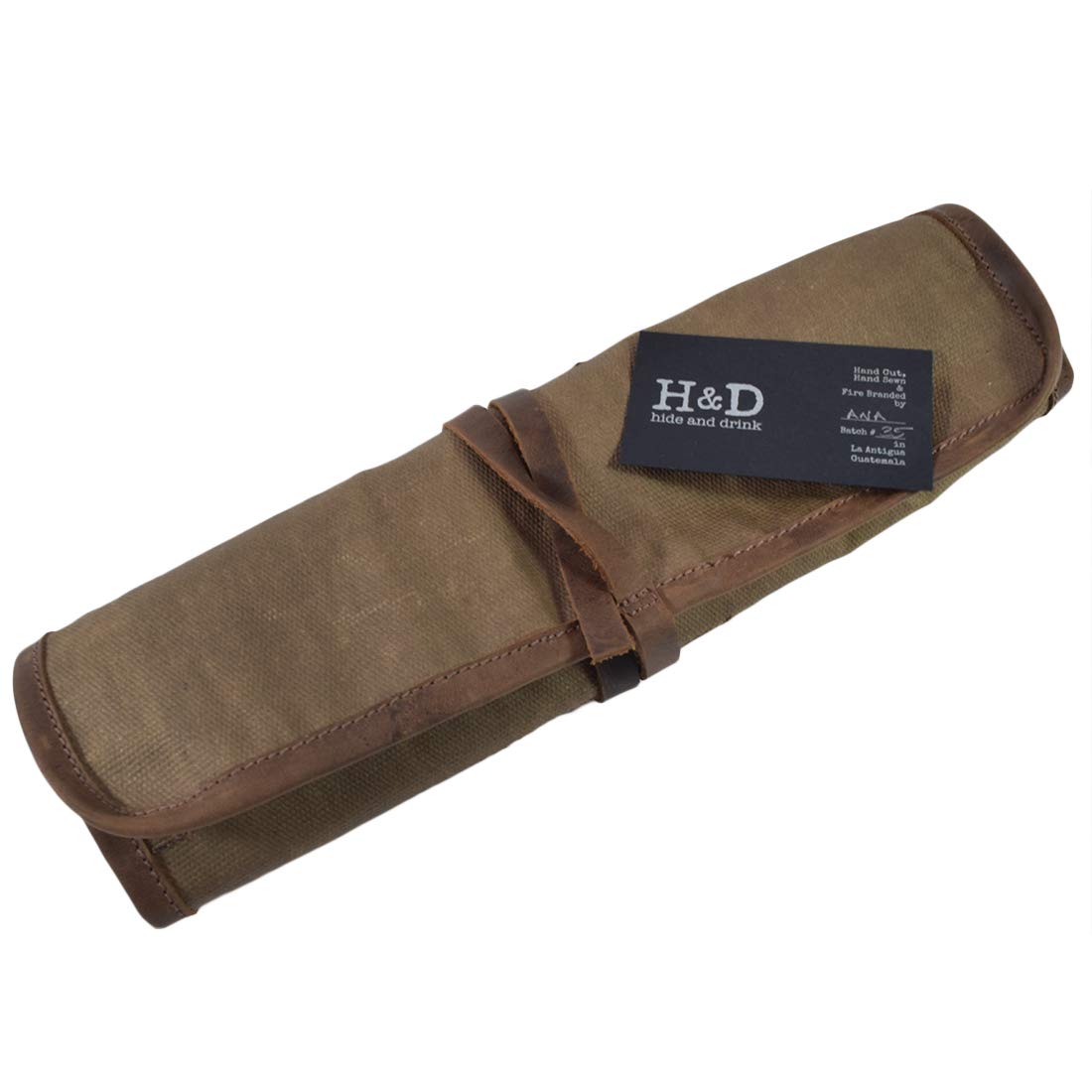 Hide & Drink, Waxed Canvas Artist Paint Brush Roll Up Bag Organizer Pouch Handmade (Fatigue)