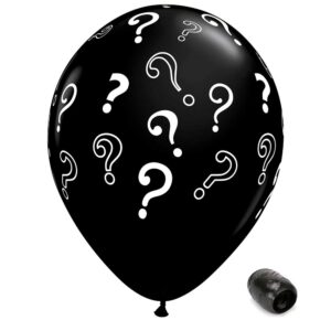 10 pack 16" black white question mark gender reveal prom proposal latex balloons with matching ribbons