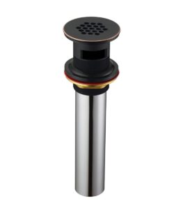 purelux grid drain strainer assembly with overflow for bathroom sink, made of brass oil rubbed bronze