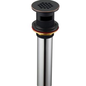 Purelux Grid Drain Strainer Assembly with Overflow for Bathroom Sink, Made of Brass Oil Rubbed Bronze