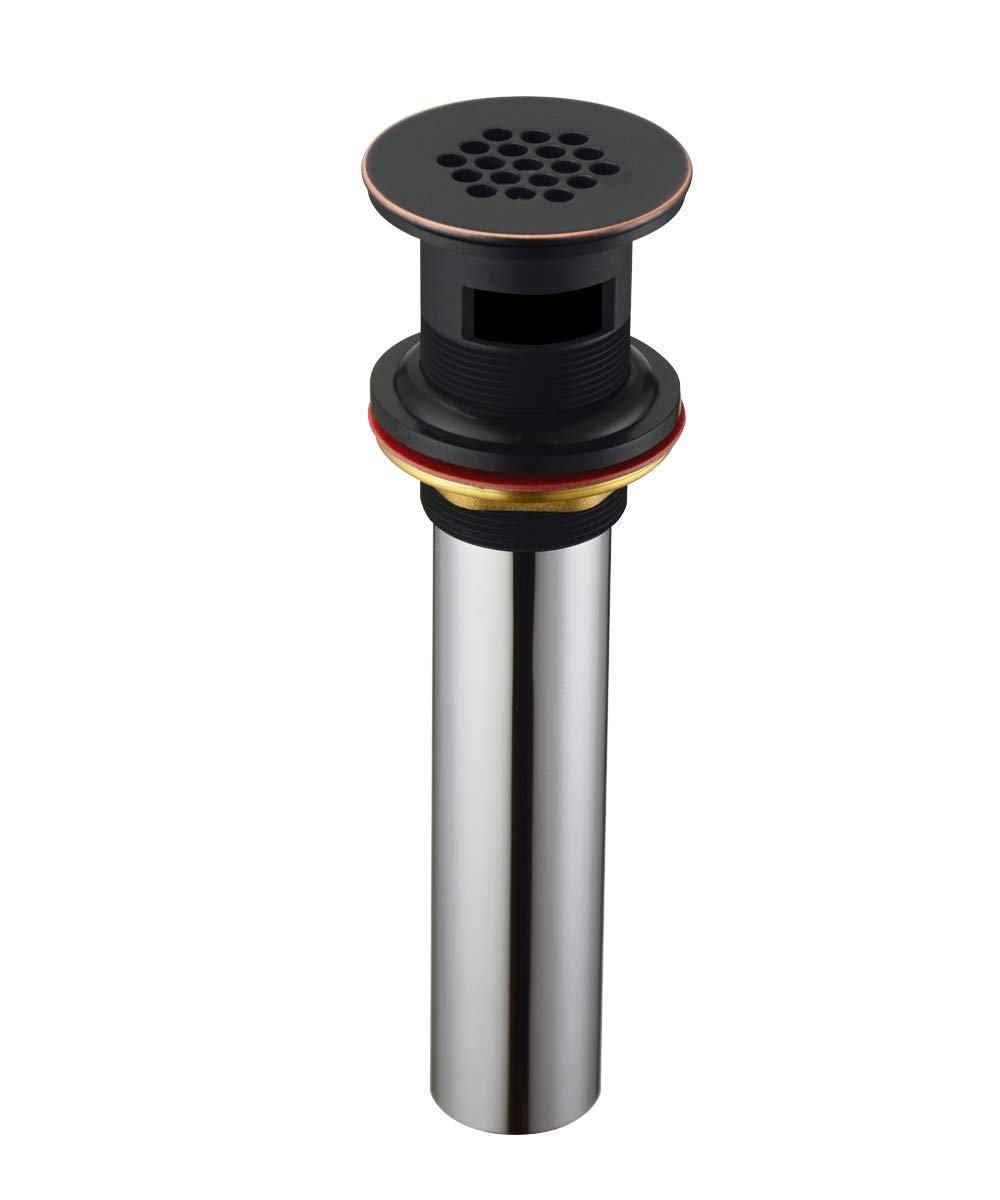 Purelux Grid Drain Strainer Assembly with Overflow for Bathroom Sink, Made of Brass Oil Rubbed Bronze