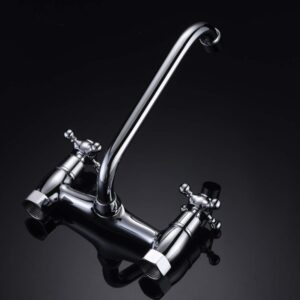 Sumerain Wall Mount Kitchen Faucets, 2 Cross Handles Chrome Finish,3" to 9" Adjustable Spread