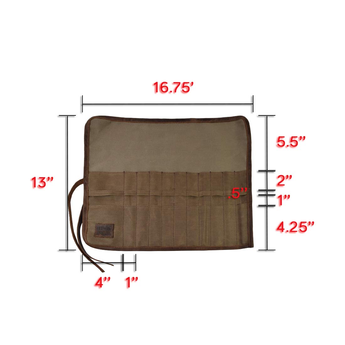 Hide & Drink, Waxed Canvas Artist Paint Brush Roll Up Bag Organizer Pouch Handmade (Fatigue)