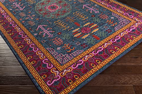 Hauteloom Cleveland Bohemian Southwestern Colorful Area Rug - Traditional Tribal Aztec Carpet for Living Room, Bedroom, Dining Room - Pink, Magenta, Green, Orange, Purple - 5'3" x 7'3" (5x7)