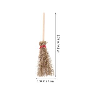 ULTNICE Mini Broom Hanging Witches Prop Broom with Rope Straw Broom Wizard Decor 12pcs