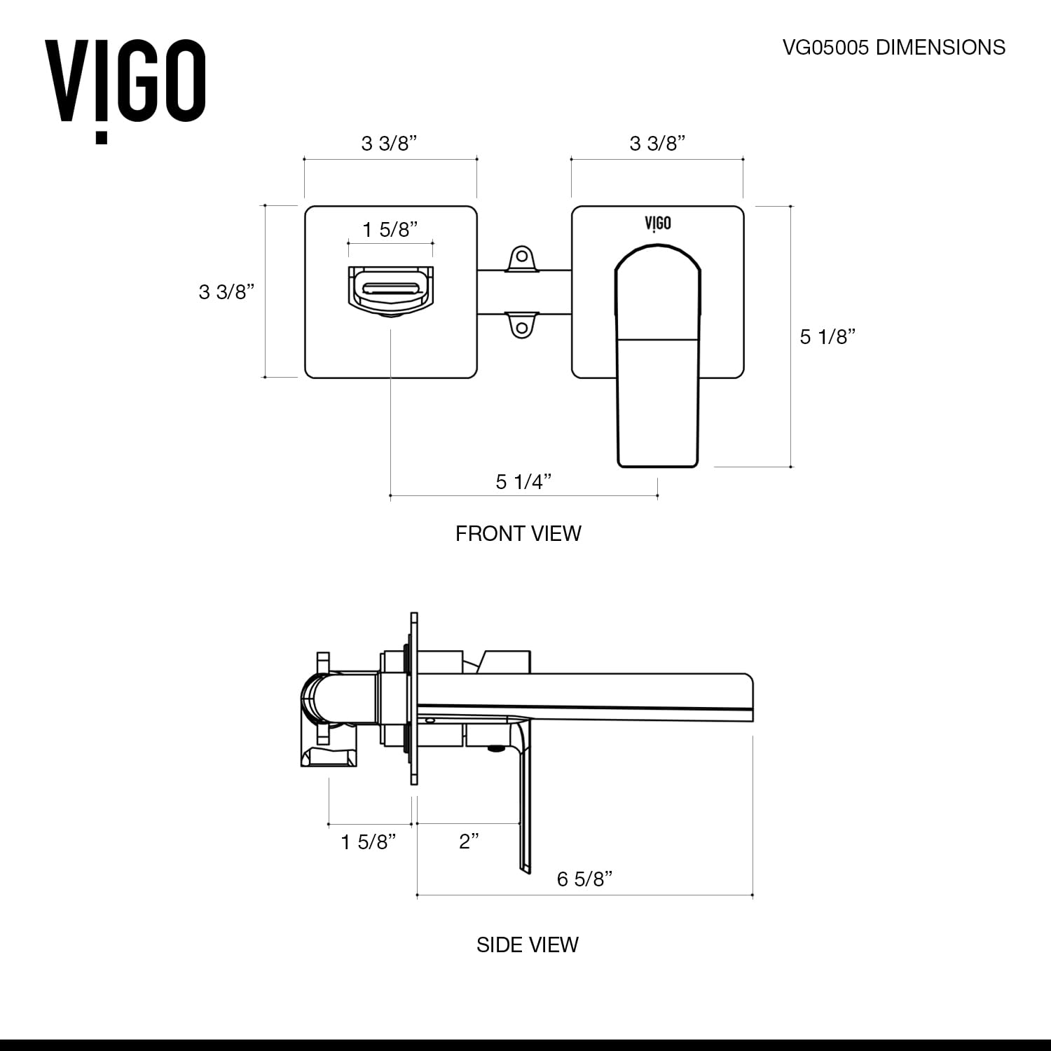 VIGO Atticus 5.125 inch H Single Handle Bathroom Faucet in Matte Black - Wall Mount Faucet - Rough-in Valve Included VG05005MB