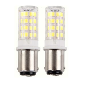 hryspn 5w ba15d led light bulb 12v 24v daylight white 6000k 35w equivalent, double connect sbc bayonet led replacement lamp for interior rv camper lighting (pack of 2)