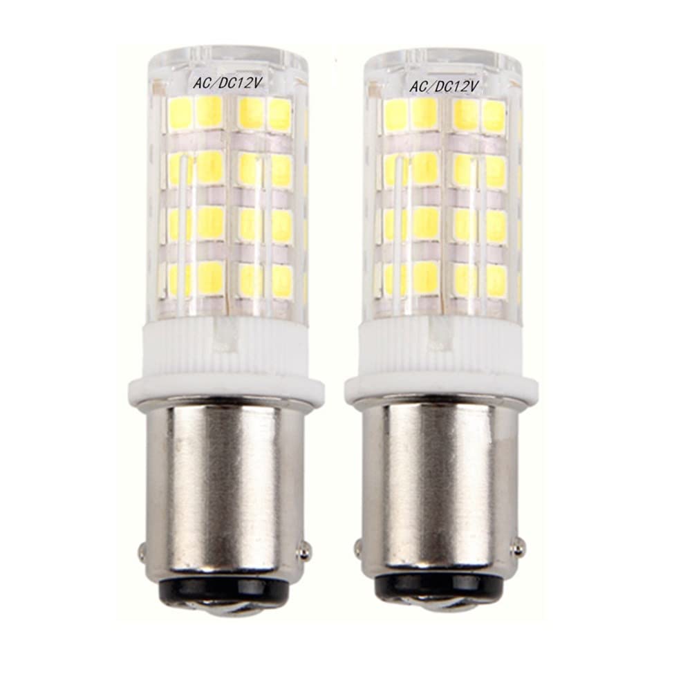 HRYSPN 5W Ba15d LED Light Bulb 12V 24V Daylight White 6000K 35W Equivalent, Double Connect SBC Bayonet LED Replacement Lamp for Interior RV Camper Lighting (Pack of 2)