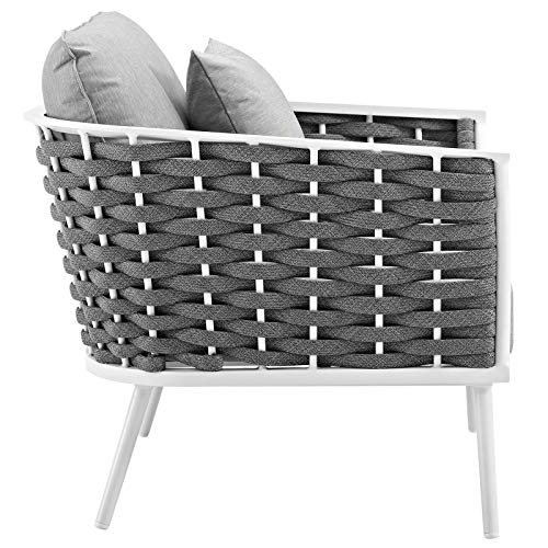 Modway Stance Outdoor Patio Woven Rope Arm Chair in White Gray