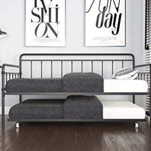 DHP Winston Metal Daybed and Roll Out Trundle, Sturdy Metal Frame, Multifunctional Piece, Black - Twin