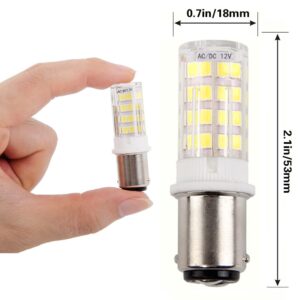 HRYSPN 5W Ba15d LED Light Bulb 12V 24V Daylight White 6000K 35W Equivalent, Double Connect SBC Bayonet LED Replacement Lamp for Interior RV Camper Lighting (Pack of 2)