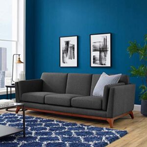 modway chance mid-century modern upholstered fabric sofa in gray