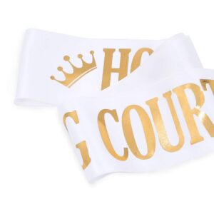 "Homecoming Court" Sash - School Dance Graduation Party School Party Accessories, White with Gold Print