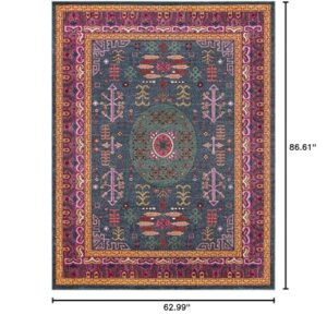 Hauteloom Cleveland Bohemian Southwestern Colorful Area Rug - Traditional Tribal Aztec Carpet for Living Room, Bedroom, Dining Room - Pink, Magenta, Green, Orange, Purple - 5'3" x 7'3" (5x7)