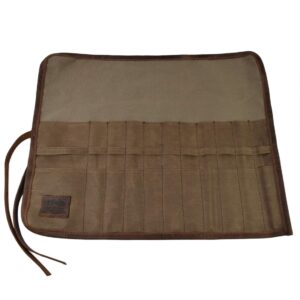 Hide & Drink, Waxed Canvas Artist Paint Brush Roll Up Bag Organizer Pouch Handmade (Fatigue)