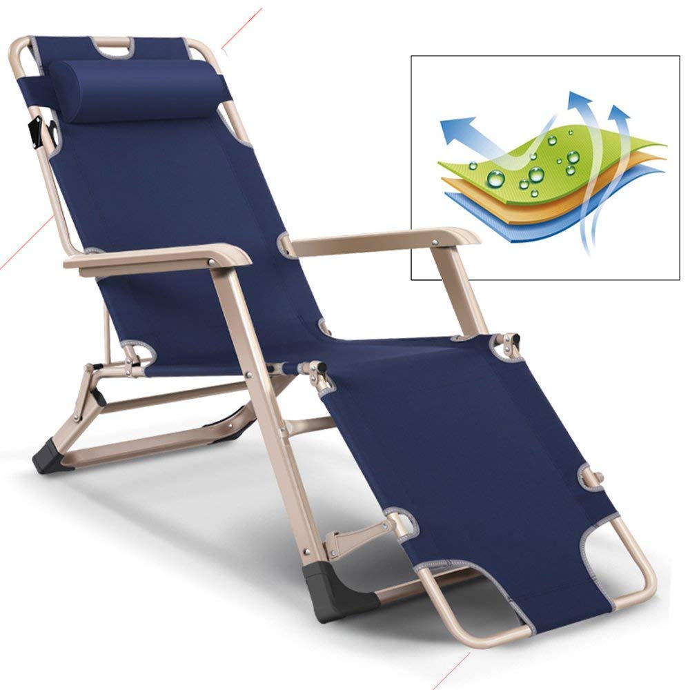 Livebest Folding Lounge Chair Set of 2 Patio Chaise Lounge Chairs, Lay Flat Sun Lounger for Outdoor Patio Lawn Beach Pool Deck Sunbathing, Camping,Supports 300lbs,Dark Blue（2 Pack）