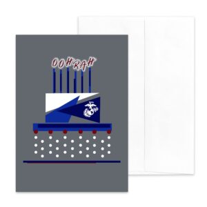 2myhero - us marine corps - military happy birthday greeting card with envelope - 5" x 7" - celebration cake