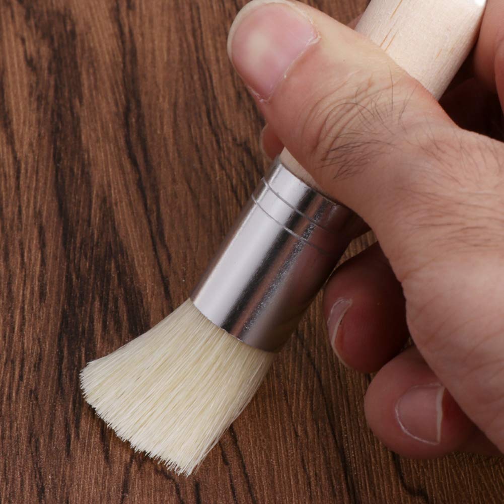 Glue Brush set,3 Pack Professional Narural Wooden Round Glue Wax Brush for Paint Bookblinding Furniture,Super Wax Brush Chalk Paint for Little Project (3 Pack)