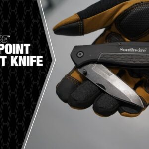 Southwire Tools & Equipment DPKD2 EDGEFORCE Pocket Knife, 3.26" blade, D2 Steel, Stonewash Black Oxide Finish For Corrosion Resistance- Smooth Blade For Everyday Use