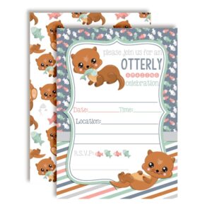 adorable otter birthday party invitations for an otterly amazing celebration, 20 5x7 fill in cards with twenty white envelopes by amandacreation