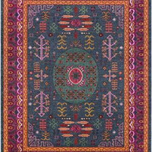 Hauteloom Cleveland Bohemian Southwestern Colorful Area Rug - Traditional Tribal Aztec Carpet for Living Room, Bedroom, Dining Room - Pink, Magenta, Green, Orange, Purple - 5'3" x 7'3" (5x7)