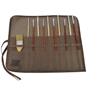 Hide & Drink, Waxed Canvas Artist Paint Brush Roll Up Bag Organizer Pouch Handmade (Fatigue)