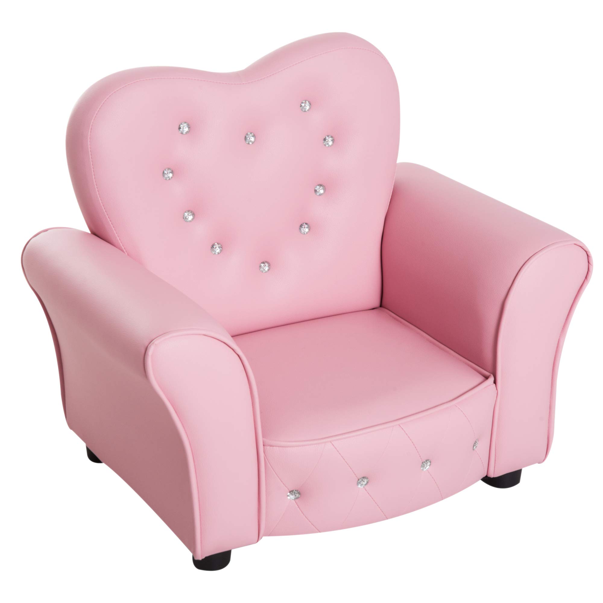 Qaba Kids Sofa Toddler Tufted Upholstered Sofa Chair Princess Couch Furniture with Diamond Decoration for Preschool Child, Pink