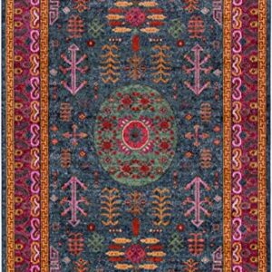 Hauteloom Cleveland Bohemian Southwestern Colorful Area Rug - Traditional Tribal Aztec Carpet for Living Room, Bedroom, Dining Room - Pink, Magenta, Green, Orange, Purple - 5'3" x 7'3" (5x7)