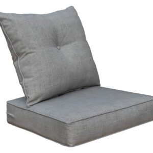 BOSSIMA Cushions for Patio Furniture, Outdoor Water Repellent Fabric, Deep Seat Pillow and High Back Design,Sliver/Light Grey