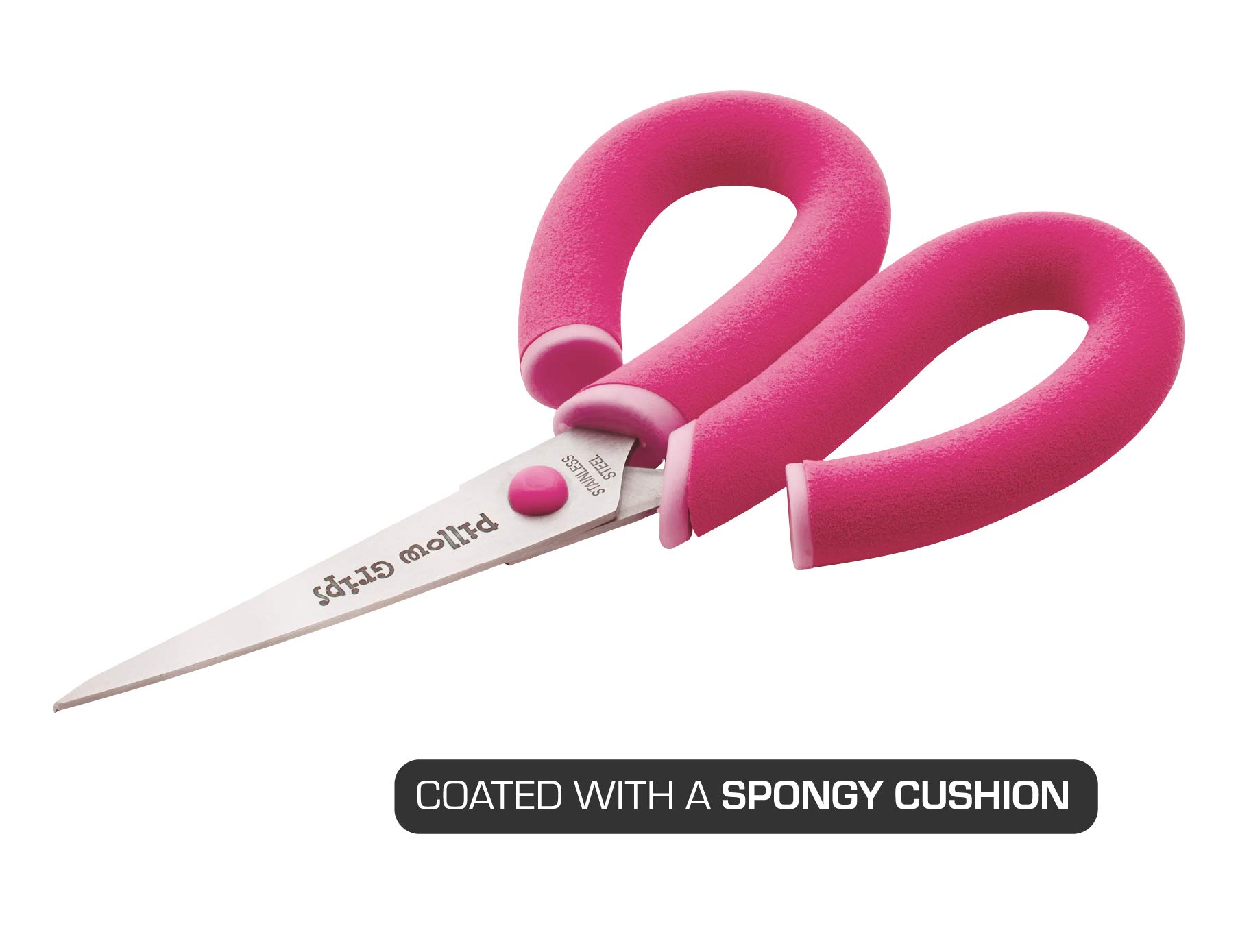 It's Academic Pillow Grip Scissors with Comfortable Handles, Blunt Tip, 8-inch Length, Perfect For Classroom Use, Pink