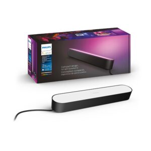 philips hue smart play light bar extension, black - white & color ambiance led color-changing light - 1 pack - requires hue bridge and hue play light bar base kit - control with app or voice assistant