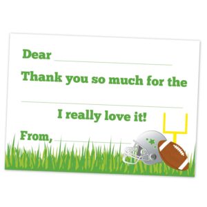 Old Blue Door Invites Football Birthday Party Fill in the Blank Thank You Notes for Boys - (20 Count with Envelopes) - Kids Thank You Cards