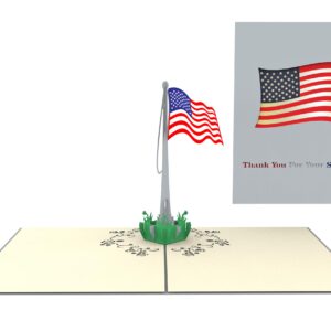 iGifts And Cards Patriotic Appreciation 3D Pop Up Greeting Card - Hero, American Flag, Half-Fold, Veterans, Memorial, Military, USA, All Occasion, Welcome Home, Retirement, Miss You