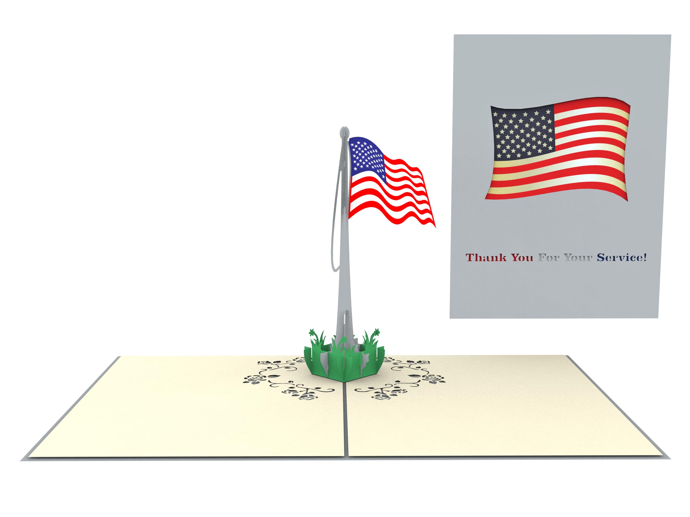 iGifts And Cards Patriotic Appreciation 3D Pop Up Greeting Card - Hero, American Flag, Half-Fold, Veterans, Memorial, Military, USA, All Occasion, Welcome Home, Retirement, Miss You