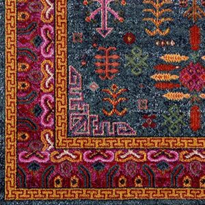 Hauteloom Cleveland Bohemian Southwestern Colorful Area Rug - Traditional Tribal Aztec Carpet for Living Room, Bedroom, Dining Room - Pink, Magenta, Green, Orange, Purple - 5'3" x 7'3" (5x7)