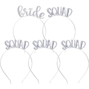 juvale bride and squad headbands, 5-pack bachelorette tiara acccessory for bridal party